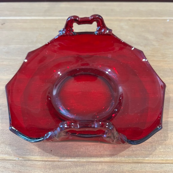 Accents | Vintage Ruby Red Small Open Bon Bon Candy Dishbeautiful In ...